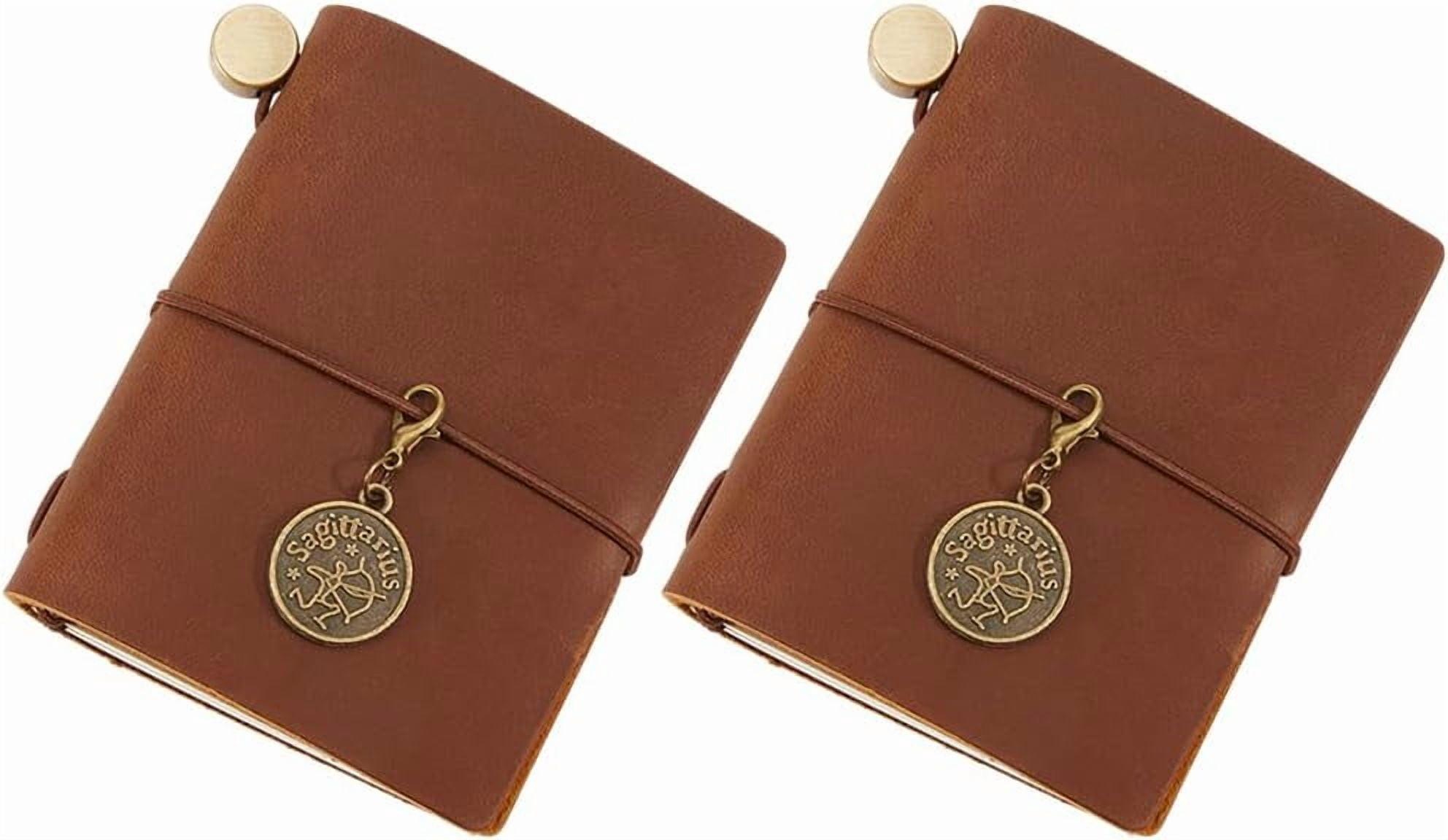 2Pcs 3.34 x 3.14inch Mini Travelers Notebook Genuine Leather Cover ...