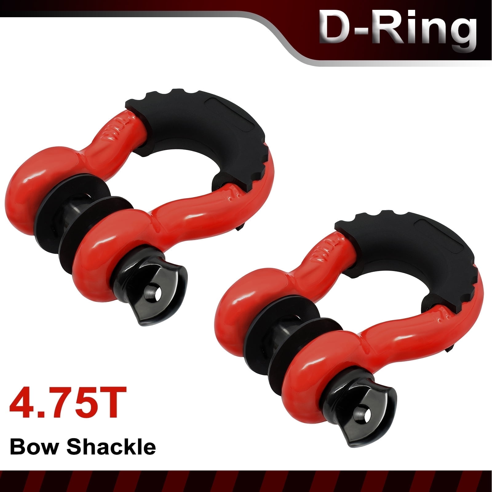 2Pcs 3/4" D-Ring Trailer Tow Shackle Kit Isolators Washer Towing Chain ...