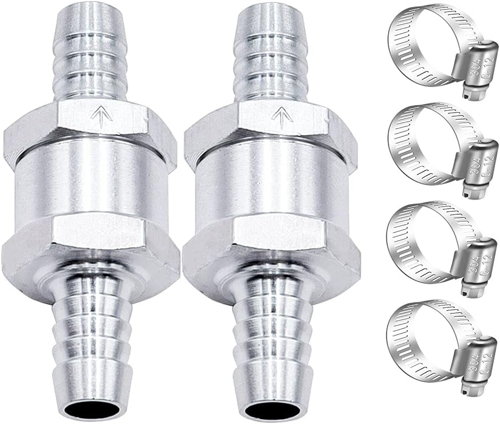 2Pcs 3/8" 10mm Aluminium Silver Non Return One Way Check Valve with ...