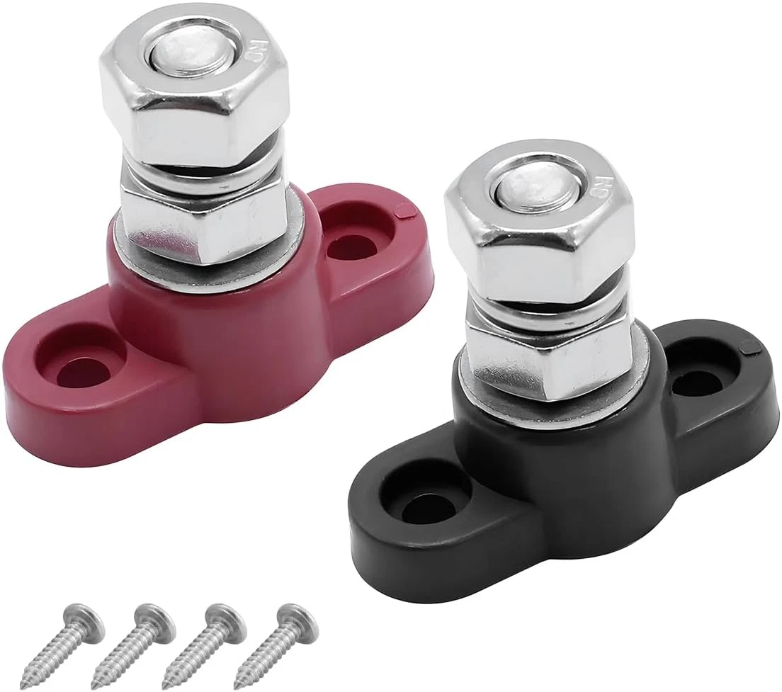 2Pcs 3/8" 12V Car Single Stud Battery Junction Posts Block, Heavy Duty ...