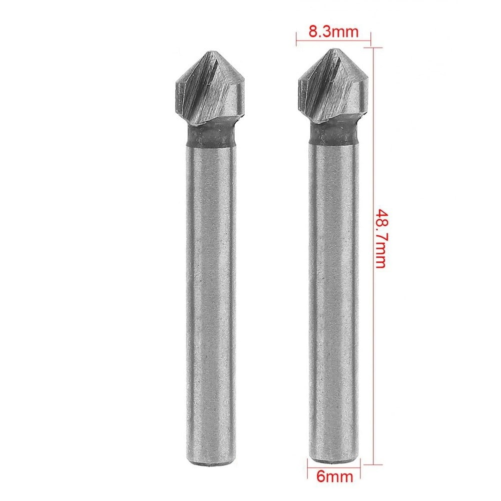 2Pcs 3 Flute Countersink Drill Bit 90Degree Chamfering Tool Chamfer ...