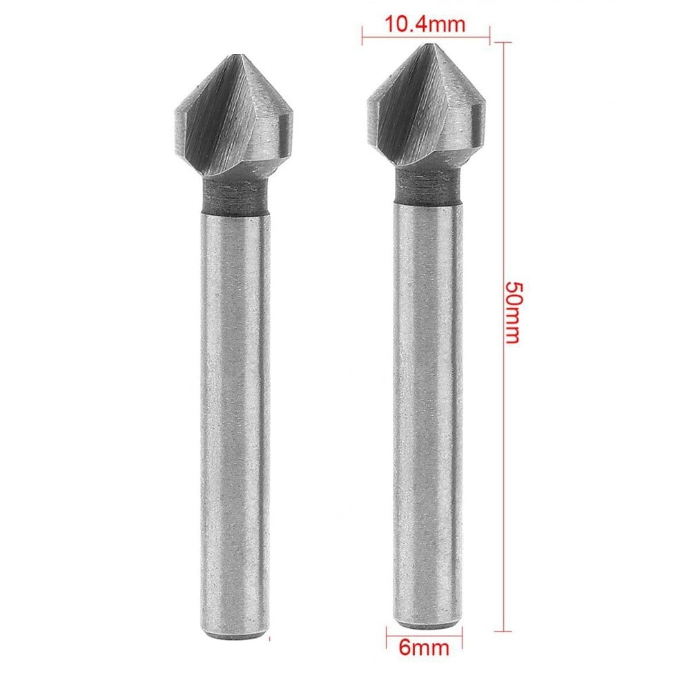 2Pcs 3 Flute Countersink Drill Bit 90Degree Chamfering Tool Chamfer ...