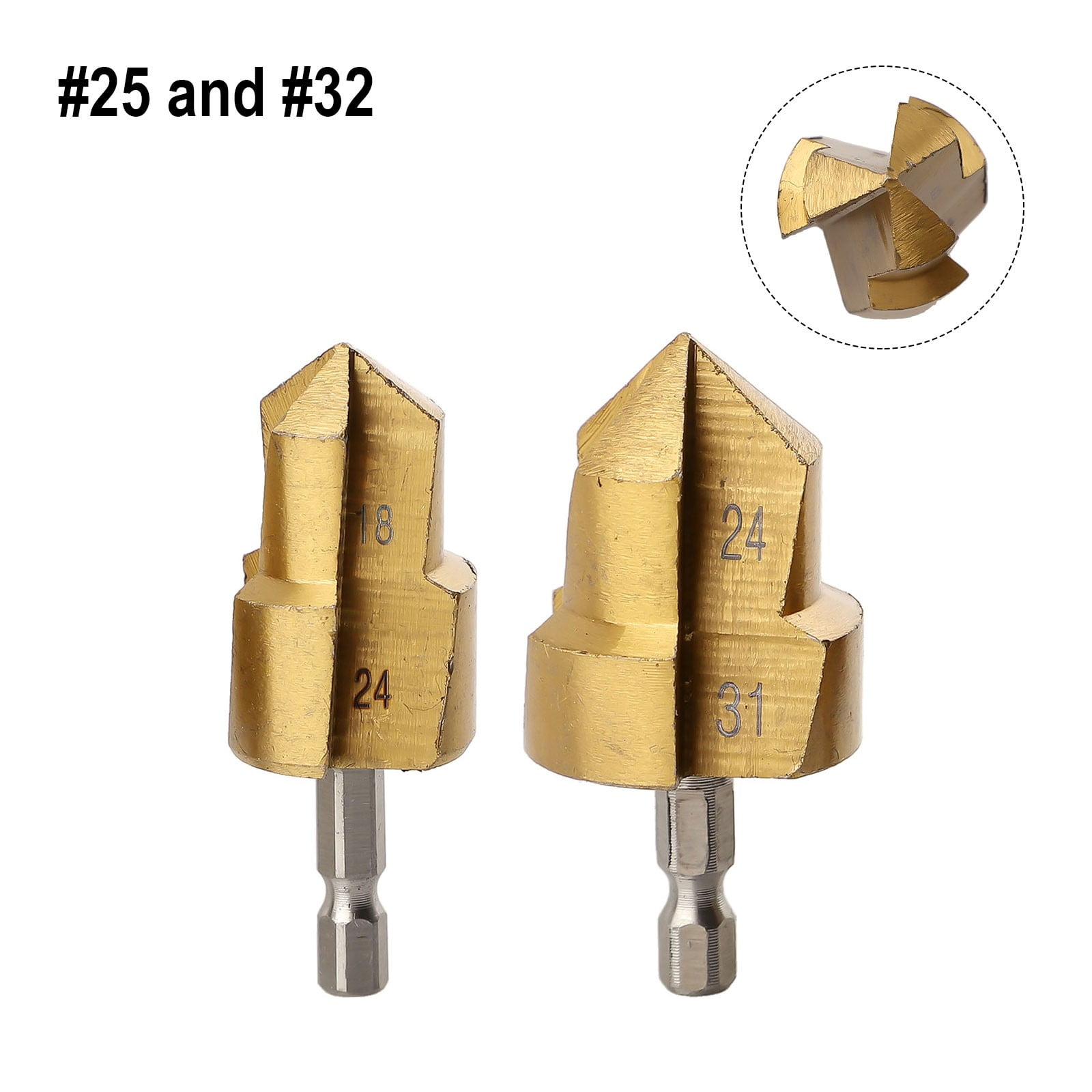 2Pcs 3 Flute Hex Shank Ppr Drill Bit Water Pipe Expansion Drill Punch ...