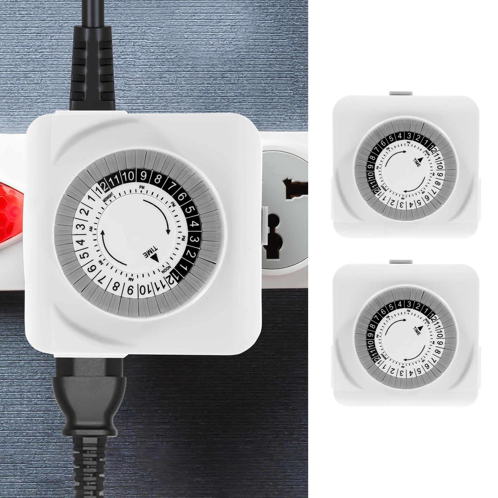 2Pcs 3 Prong Timer Outlet Plug US Indoor Mechanical Outlet Timer with 2 ...