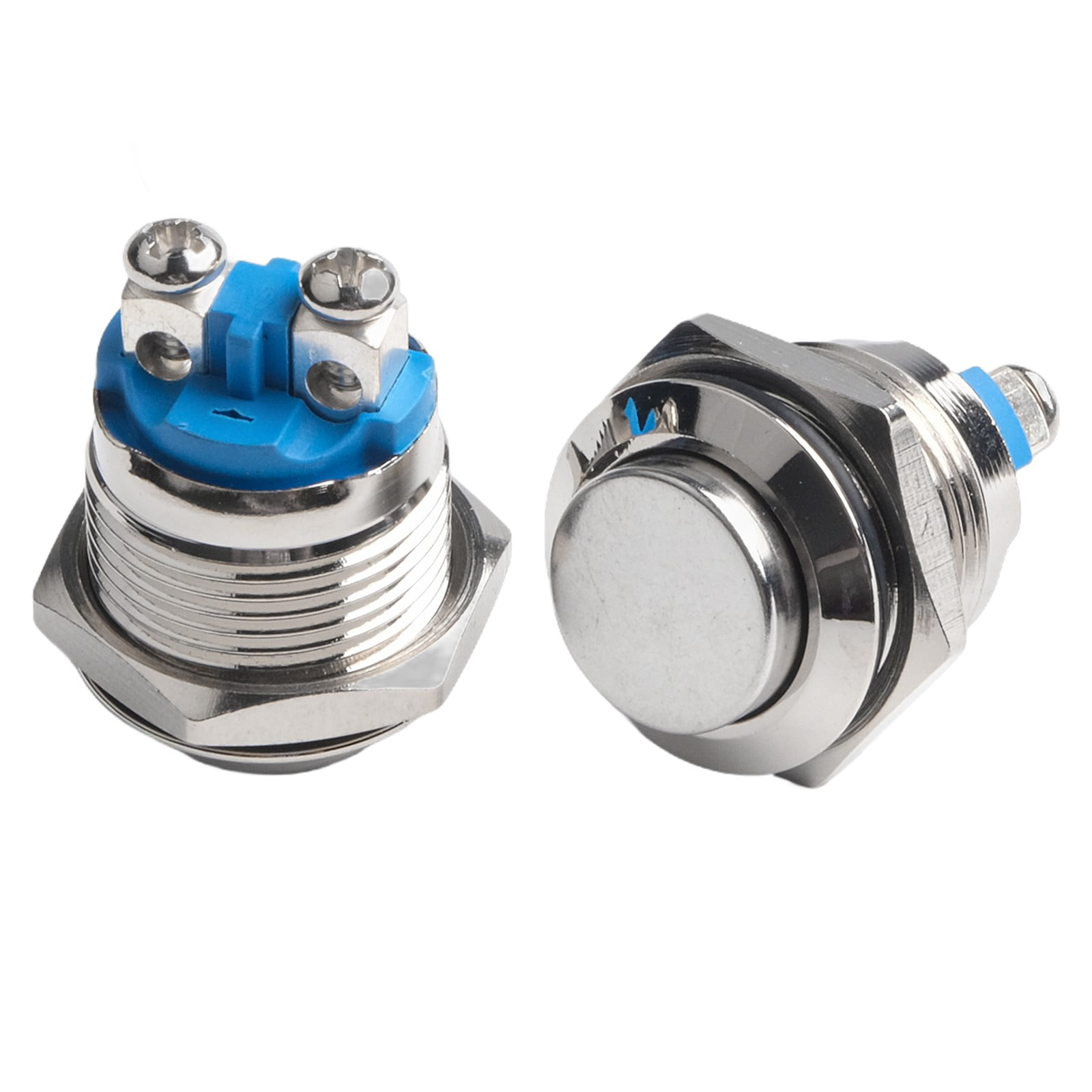 2Pcs 3-Type Copper/Silver Contacts Self-Resetting 16mm Metal Push ...