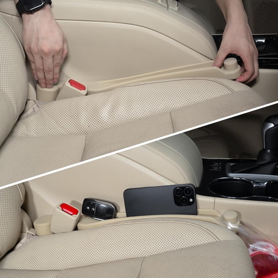 2Pcs 3-in-1 Car Seat Gap Filler Soft Foam Gap Plug with Storage Pocket ...