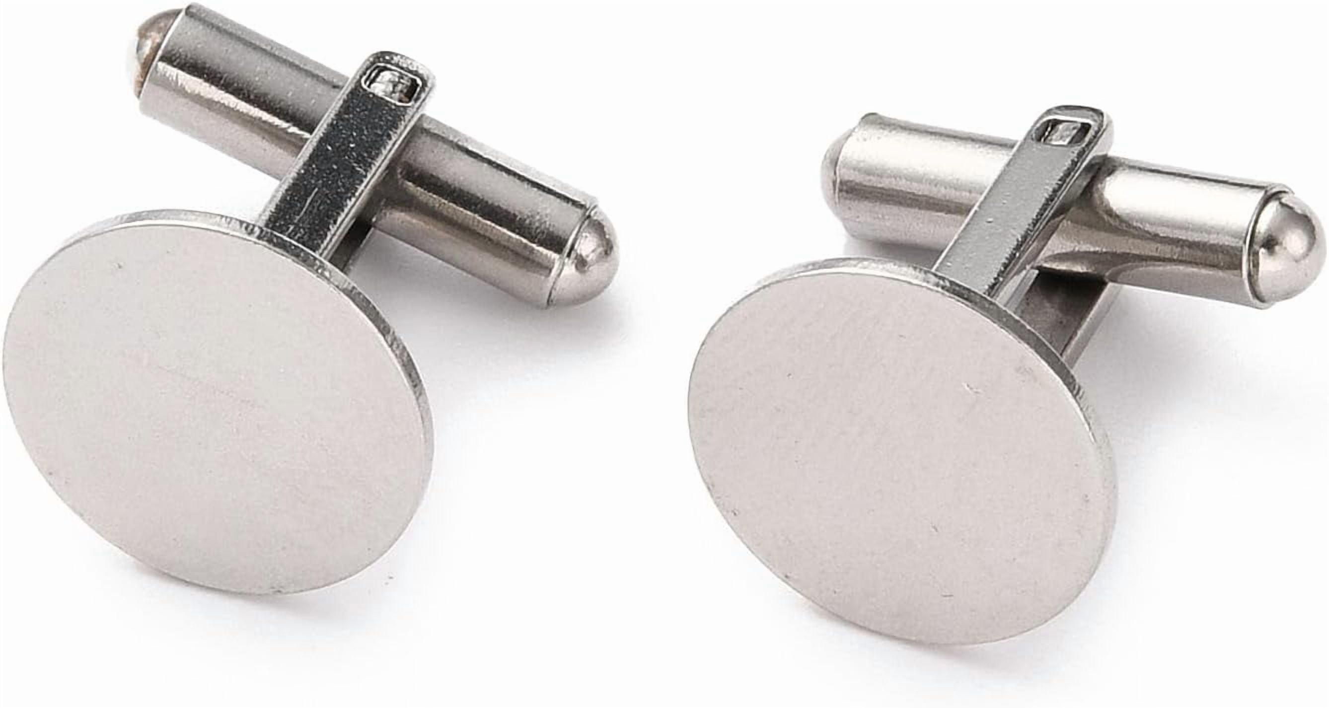 2Pcs 304 Stainless Steel Blank Cufflinks 17x17x14mm Flat Round Smooth ...