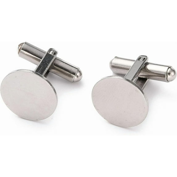 2Pcs 304 Stainless Steel Blank Cufflinks 17x17x14mm Flat Round Smooth ...