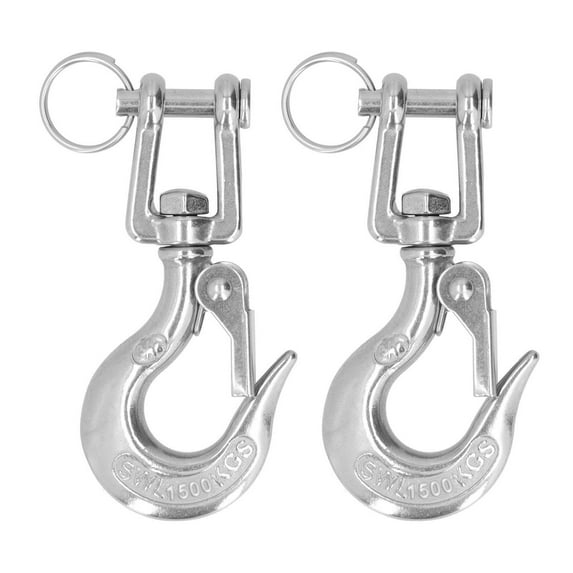 2Pcs 304 Stainless Steel Lifting Clevis Chain Hook With Latch 3/8 ...