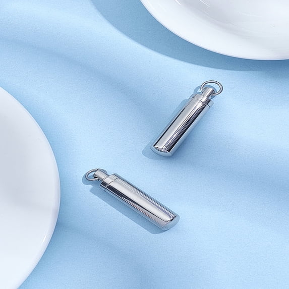 2Pcs 304 Stainless Steel Openable Pendants Column Stainless Steel Color ...