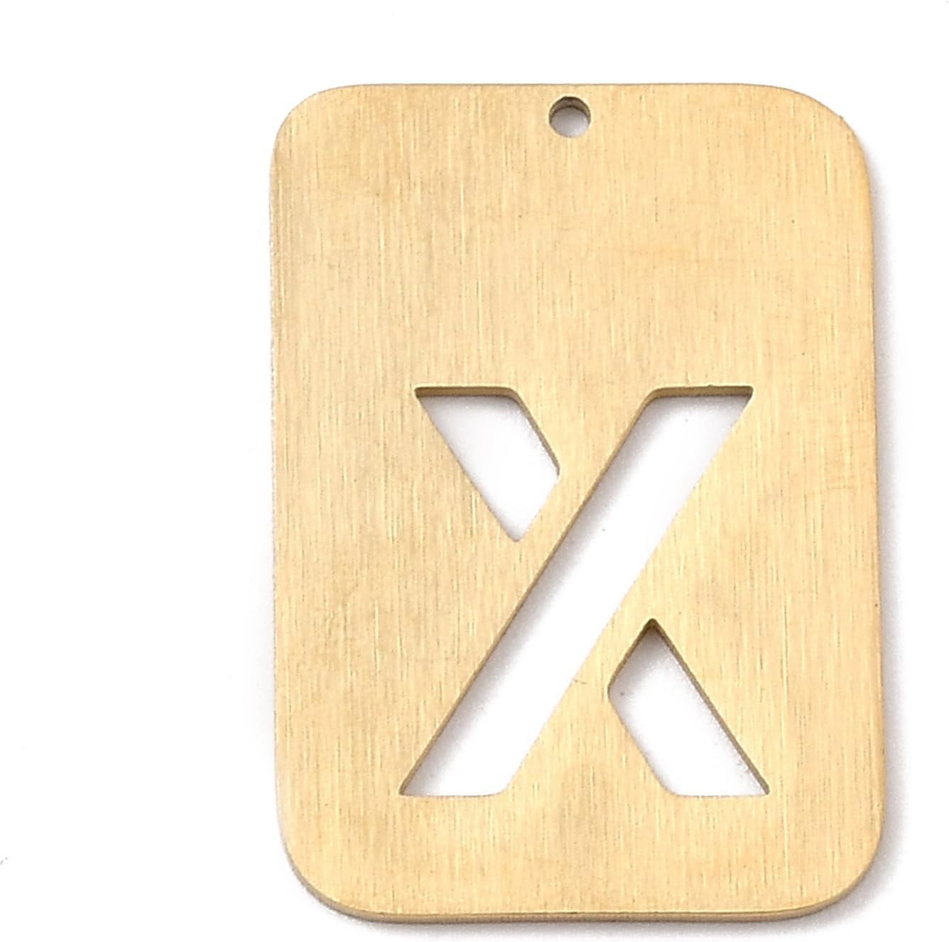 2Pcs 304 Stainless Steel Pendants Rectangle with Alphabet Jewelry ...