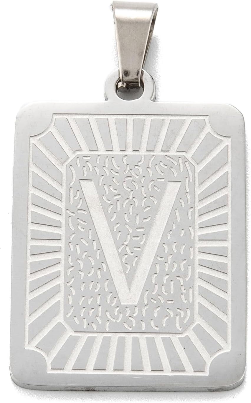 2Pcs 304 Stainless Steel Pendants Rectangle with Alphabet Pendant ...