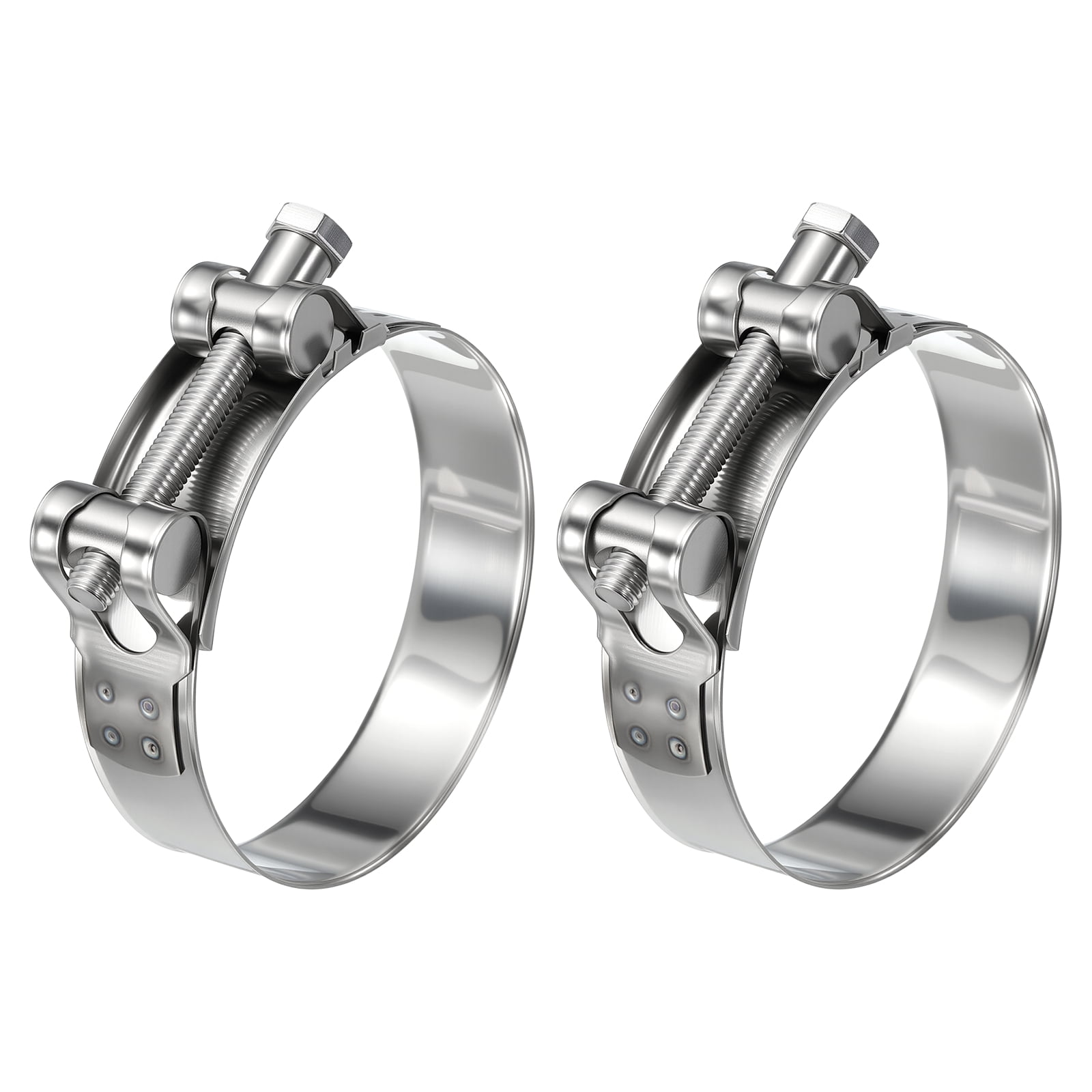 2Pcs 304 Stainless Steel T-Bolt Hose Clamp, Adjustable OD Range 3.4" to ...