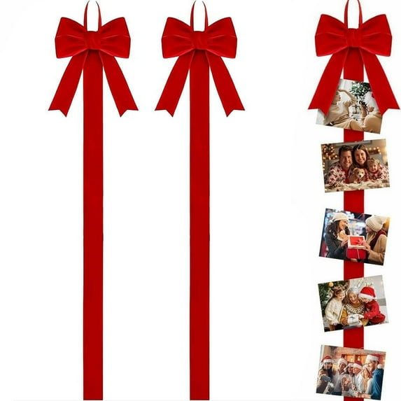 2Pcs 30in Red Velvet Bow Christmas Photo Display Holder, Versatile for ...