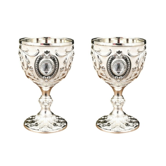 2Pcs 30ml Wine Glasses Vintage Medieval Goblet Drinking Glass Drinking ...
