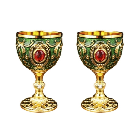 2Pcs 30ml Wine Glasses Vintage Medieval Goblet Drinking Glass Drinking ...
