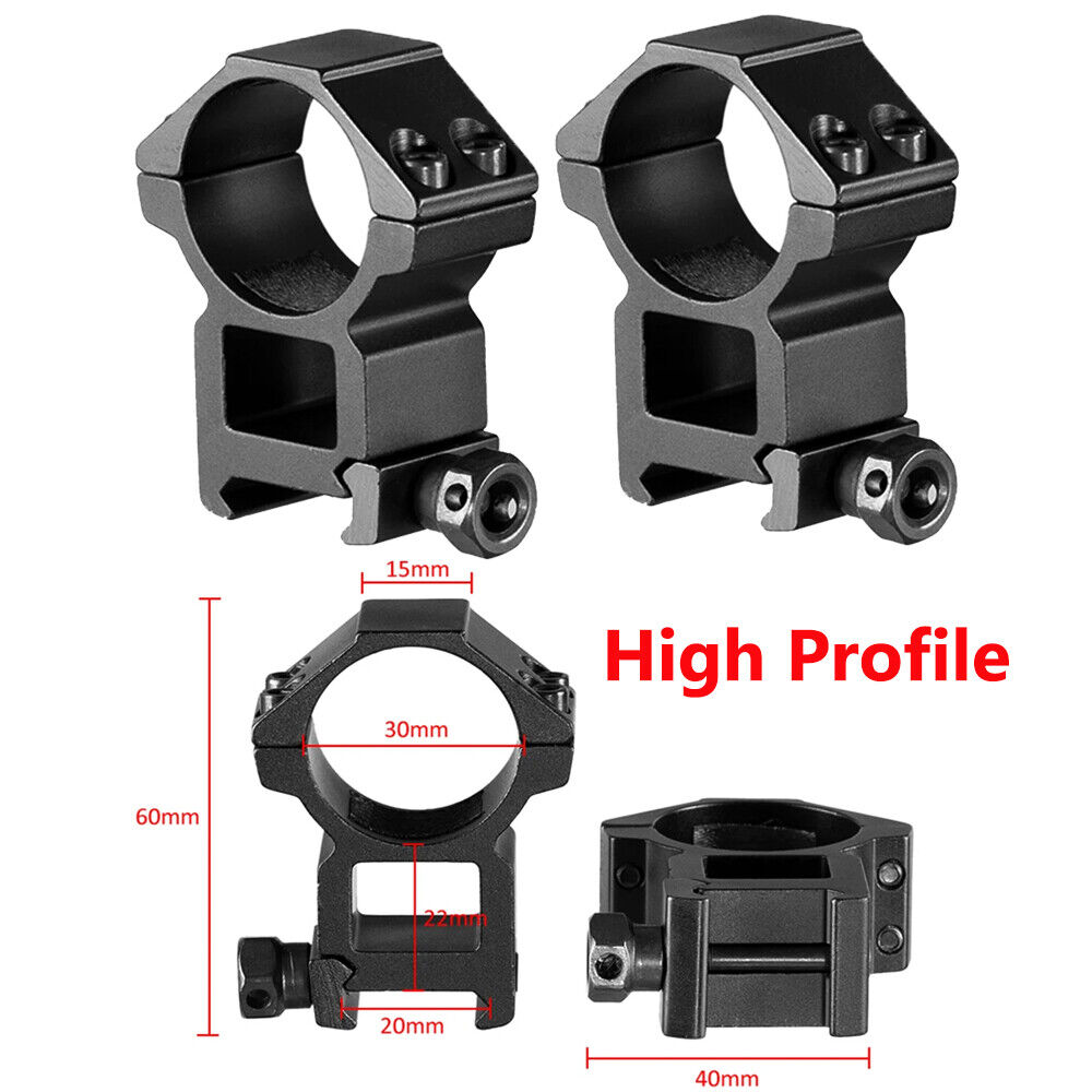 2Pcs 30mm High Scope Rings for 20mm Picatinny Weaver Mount Heavy Duty ...