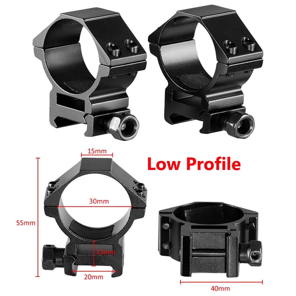 2Pcs 30mm Low Scope Rings for 20mm Picatinny Weaver Mount Heavy Duty ...