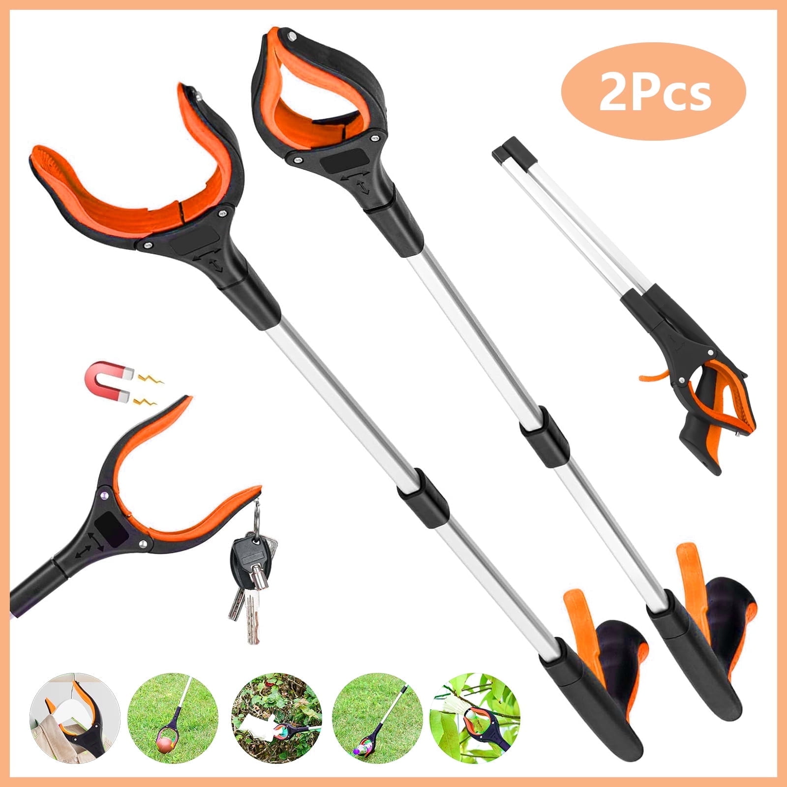 2Pcs 32'' Grabber Reacher Tool, Foldable Grabber Reaching Tool ...
