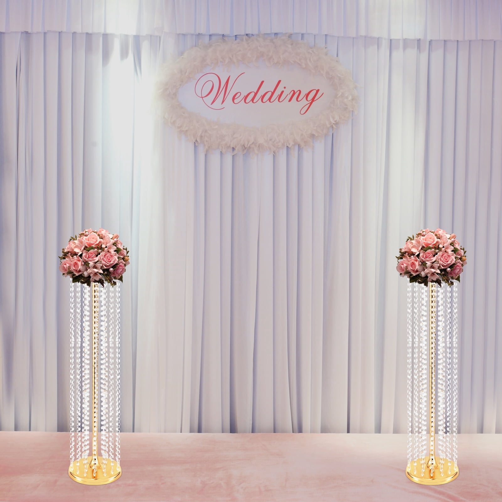 2Pcs Acrylic Crystal Vases Wedding Centerpieces Gold Flower Stand ...