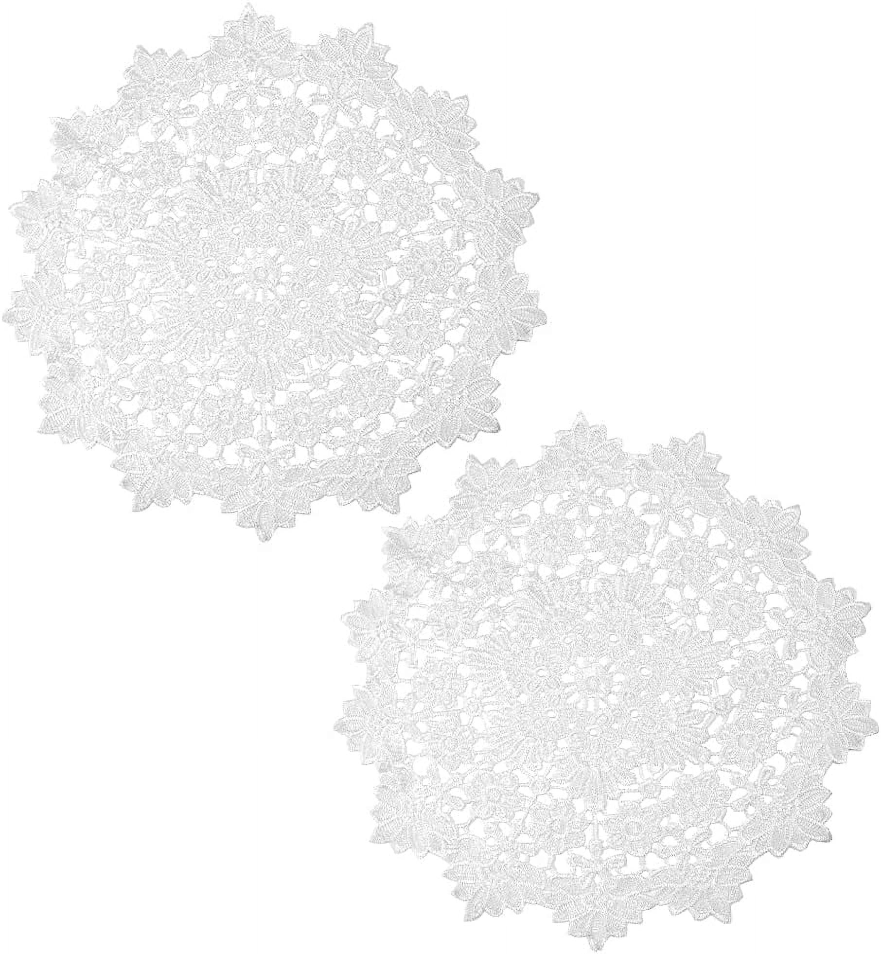 2Pcs 35cm Diameter Hand-Crocheted Lace Doilies Large Round Lace ...