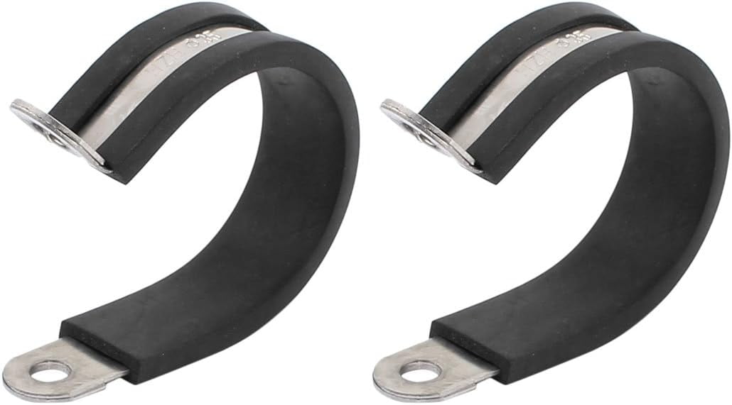 2Pcs 35mm Dia Rubber Lined R Shaped Stainless Steel Tube Pipe Clips ...