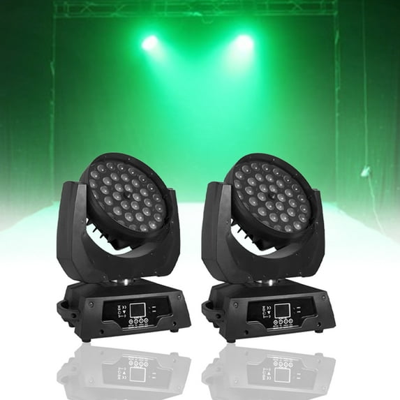 2Pcs 36x18W RGBW 6in1 LED Zoom Wash Moving Head Light DMX Control Stage ...