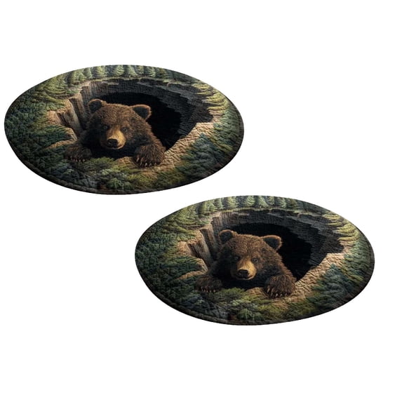 2Pcs 3D Animal Round Rug Large Living Room Area Rug Stain Washable Soft ...