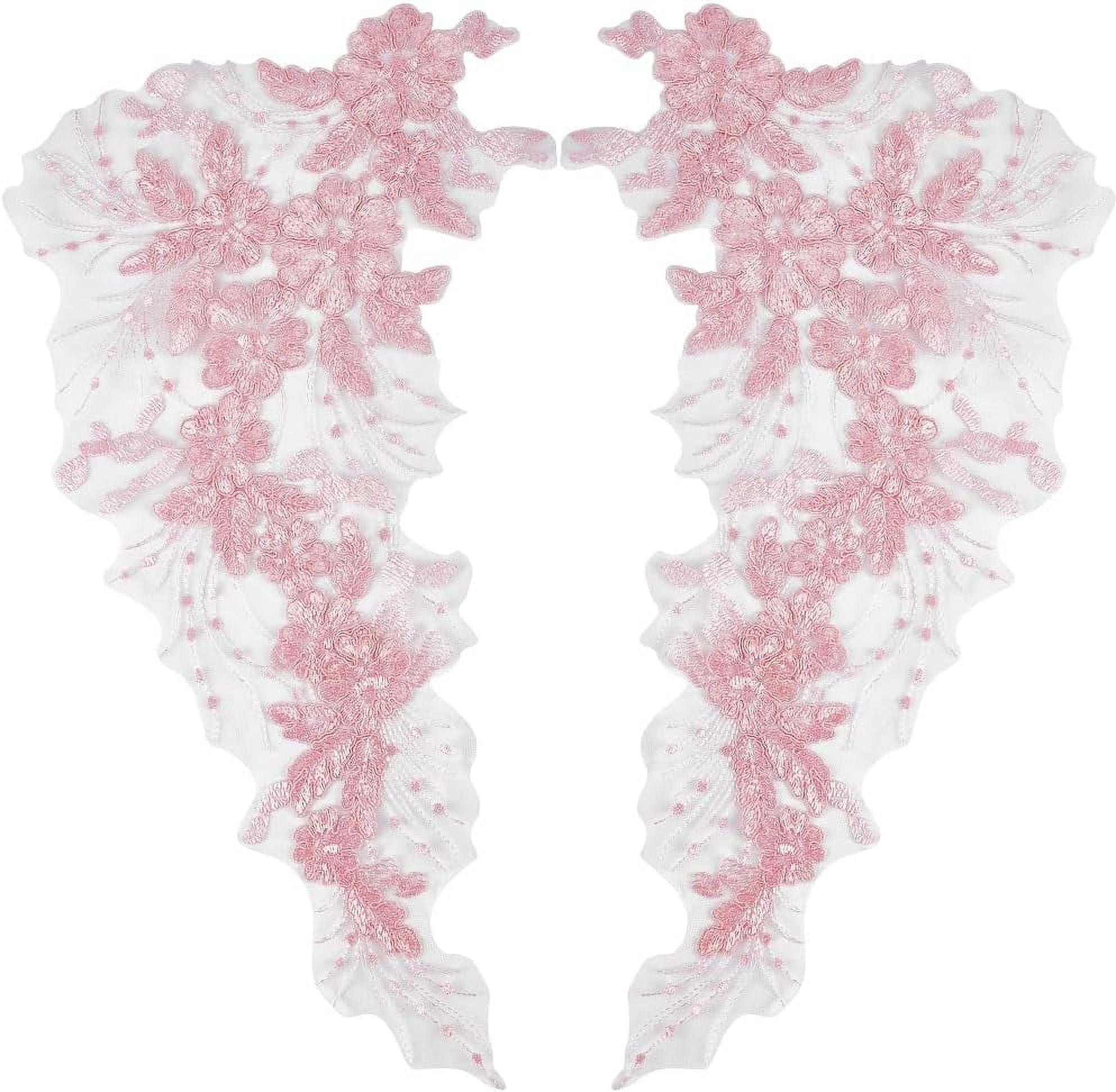 2Pcs 3D Flower Lace Appliques Pink Sequins Embroidered Lace Sew on ...