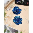 2Pcs 3D Flower Sequin Patches Polyester Glittered Appliques Medium Blue ...
