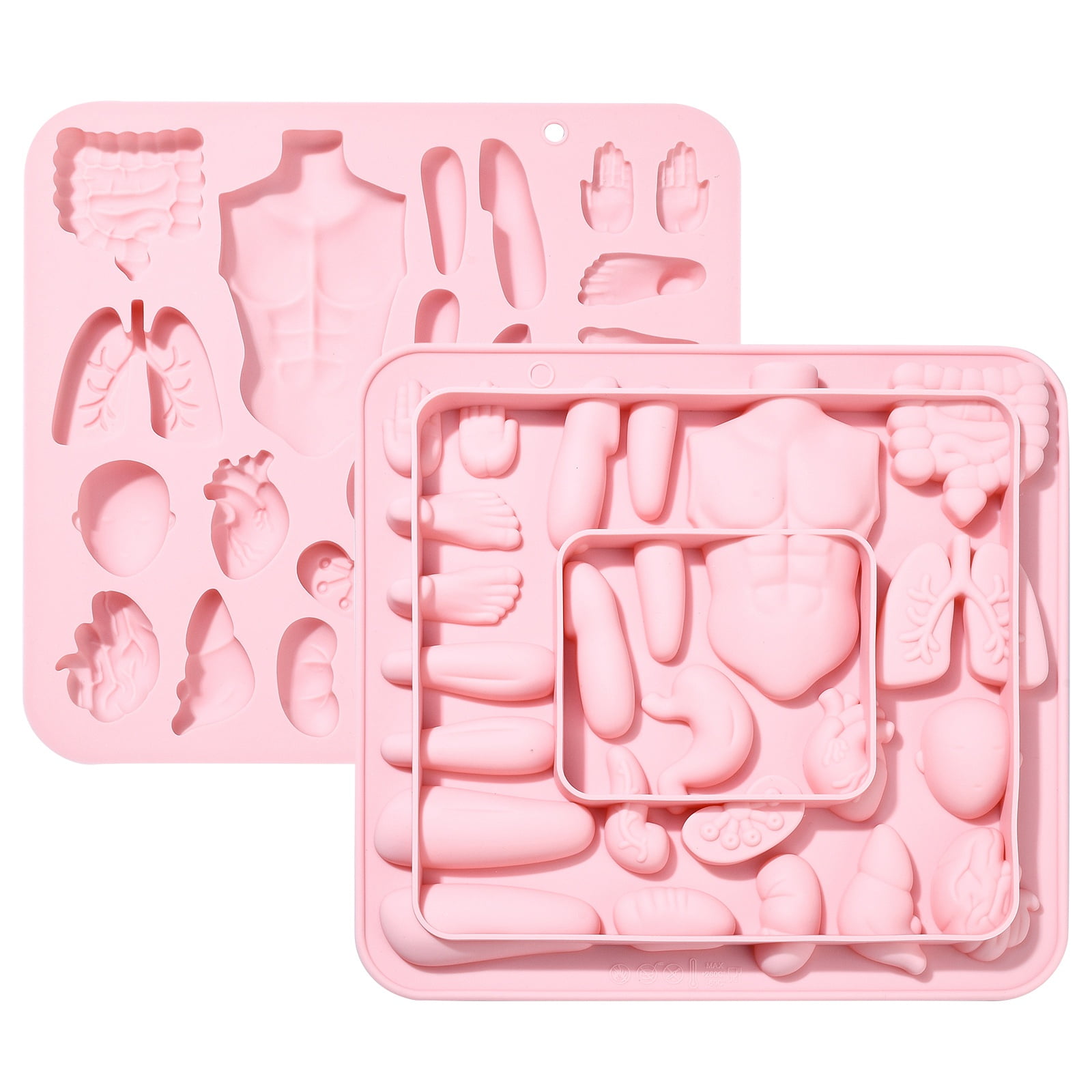 2Pcs 3D Human Organ Silicone Molds Body Organ Shape Bloody Halloween ...