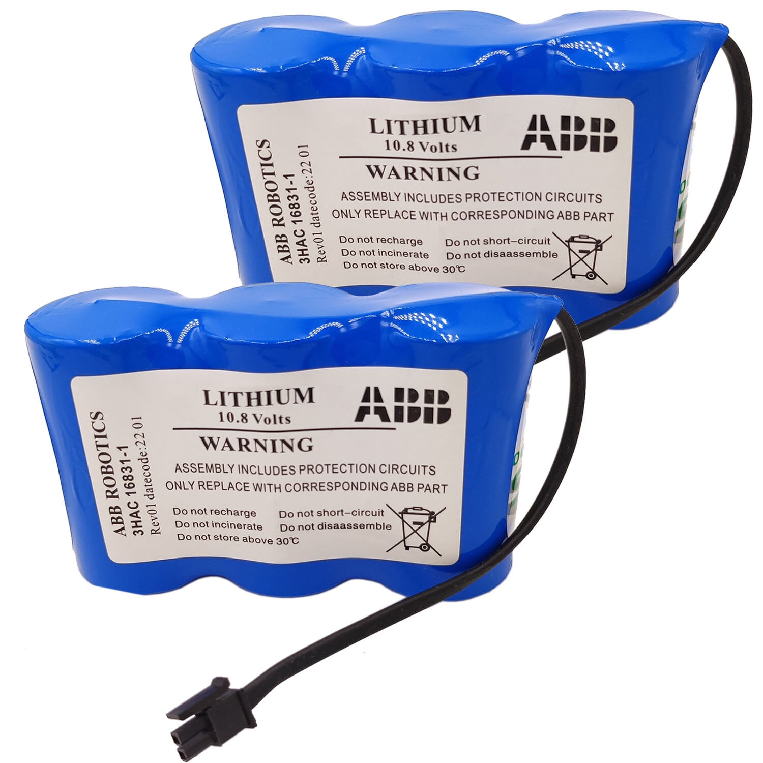 2Pcs 3HAC16831-1 10.8V 17000mAh ABB Battery for ABB Robot ROBOTICS US ...