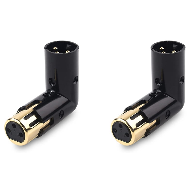 2Pcs 3Pin XLR Angle Adapter Adjustable Male to Female Right Angle XLR ...