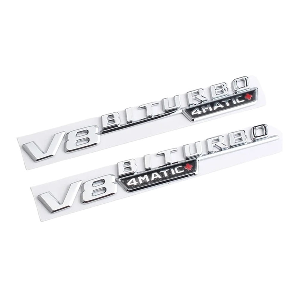 2Pcs 3d ABS V8 Biturbo 4matic Logo Letters Car Fender Trim Emblem Badge ...