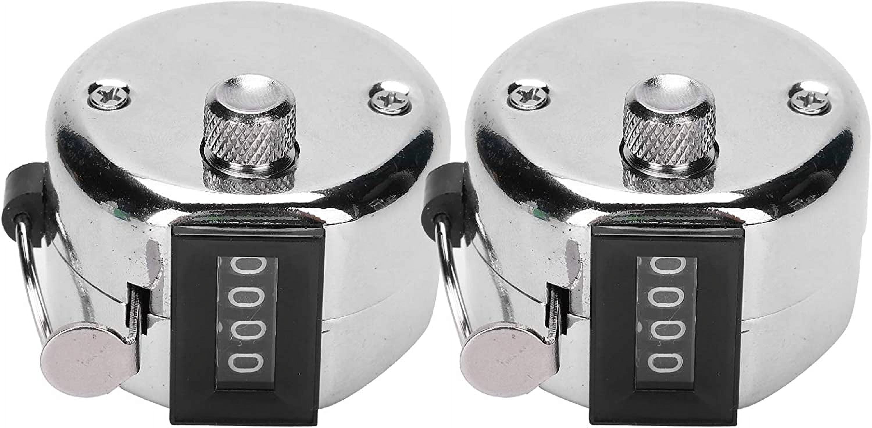2Pcs 4-Digit Hand Tally Manual Knob Counter with Finger Ring Stainless ...