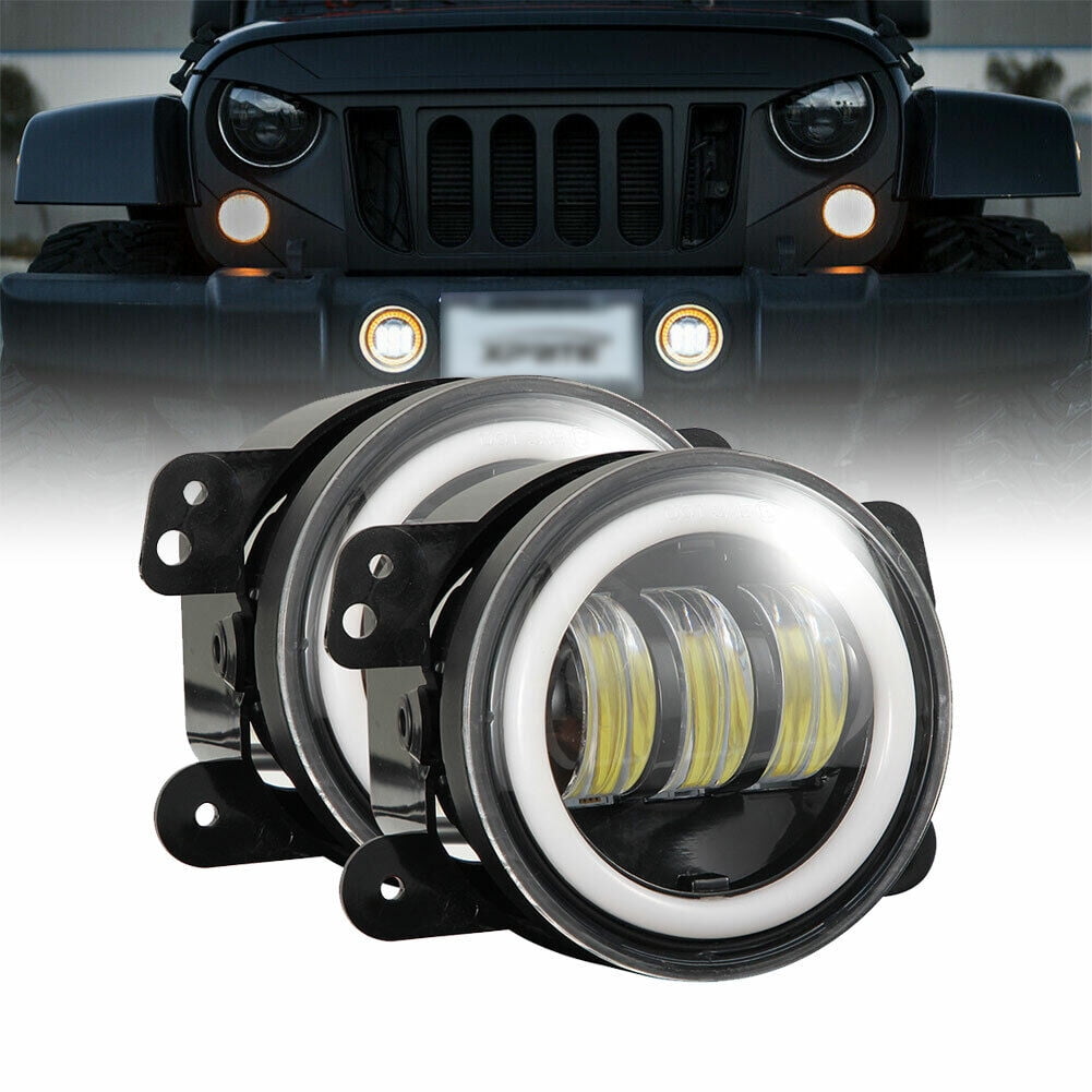 2Pcs 4" Inch 30W LED Fog Lights White DRL Angle Eye For Jeep Wrangler ...