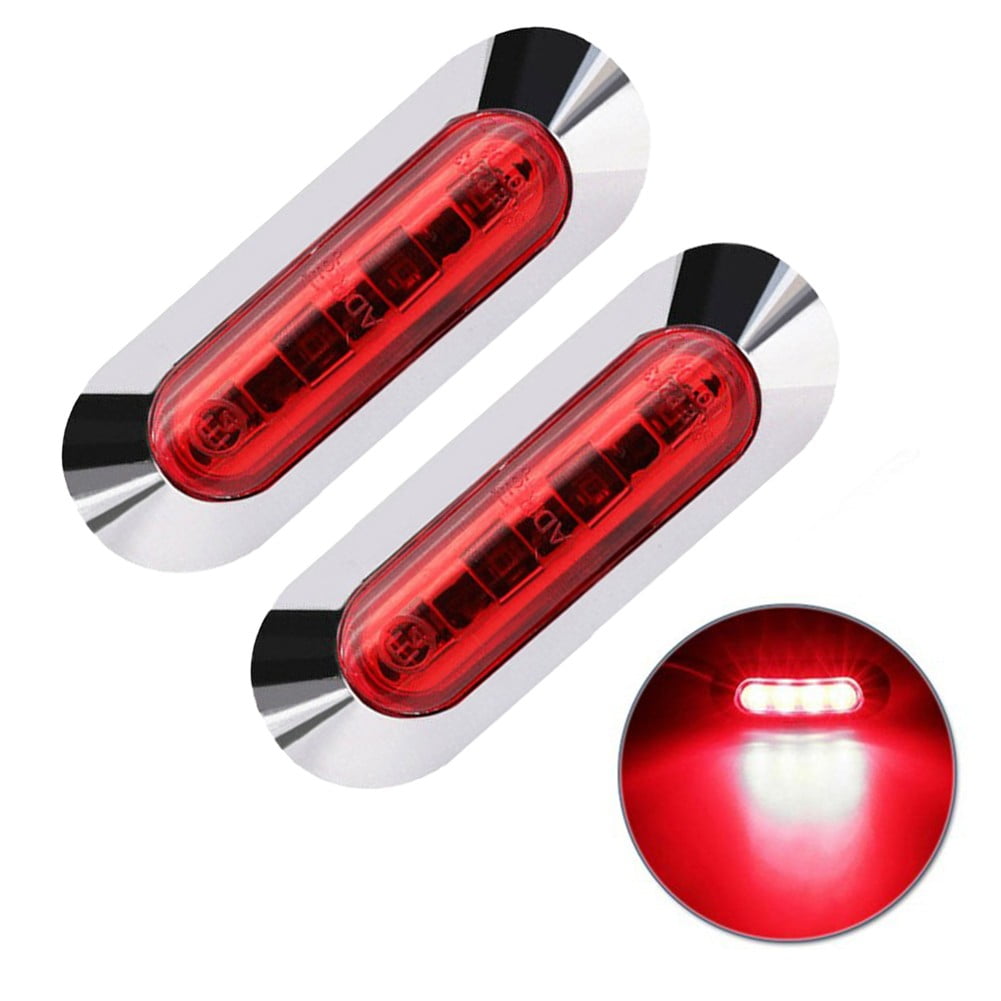 2Pcs 4-LED Side Marker Light Lamp Clearance Car Truck Trailer Chrome ...
