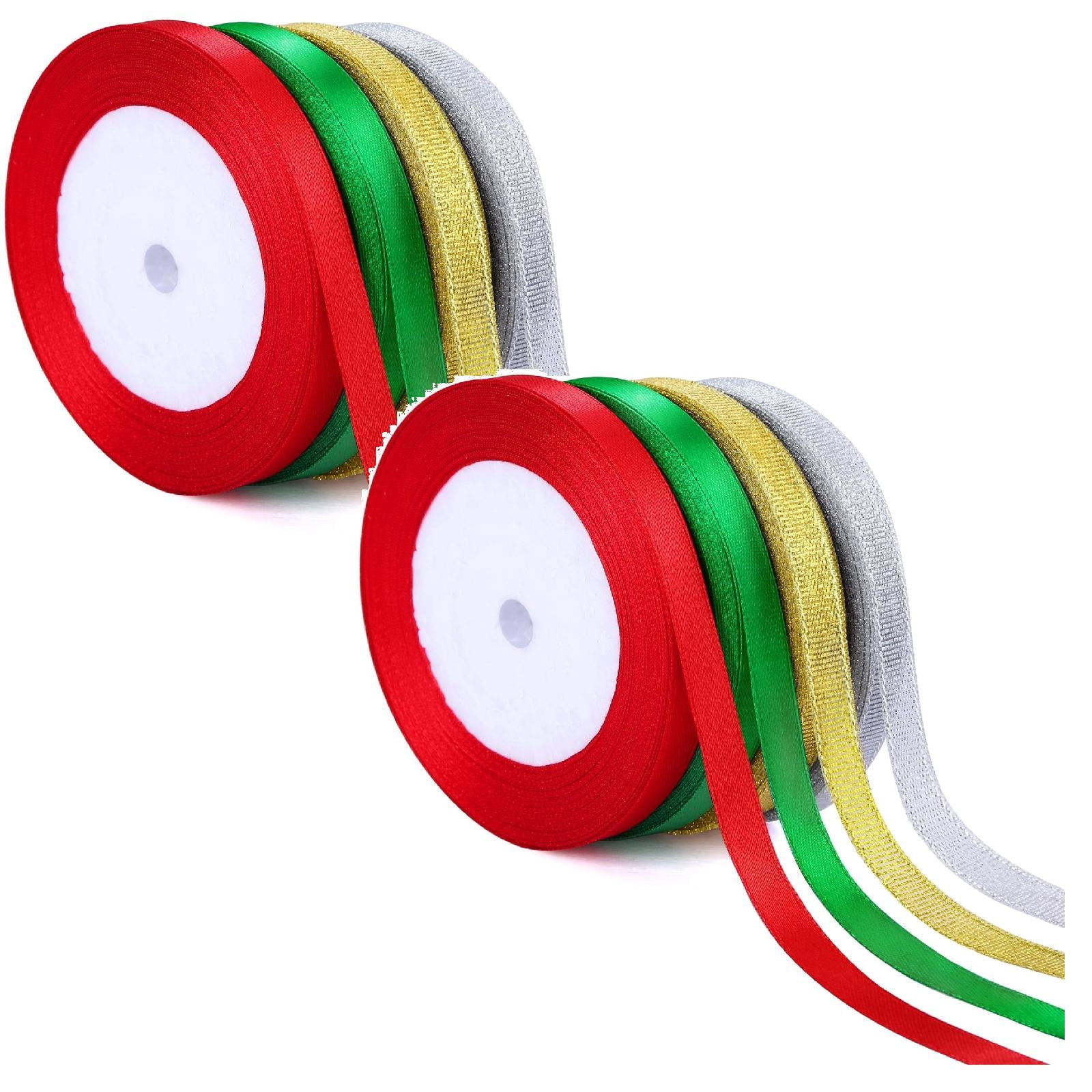 2Pcs 4 Rolls 100 Yards Christmas Ribbons Metallic Glitter Fabric ...