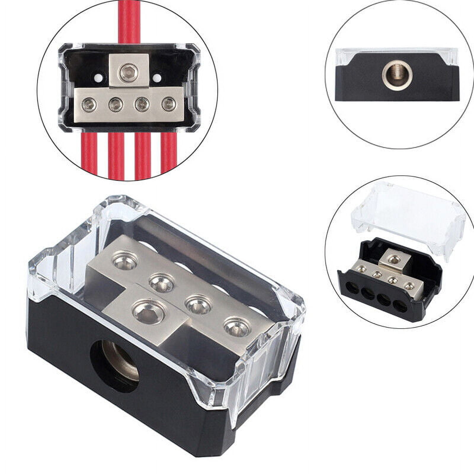 2Pcs 4-Way Car Audio Solar Amp Power/Ground Cable Splitter Distribution ...