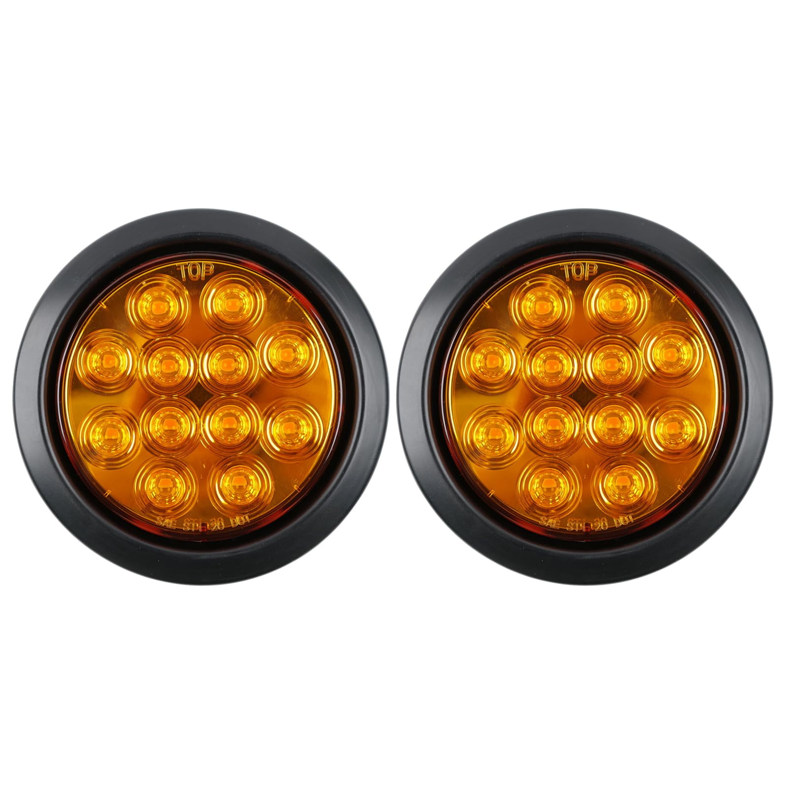 2Pcs 4 inch LED tail trailer light Round 12 LEDs IP65 Waterproof Stop ...