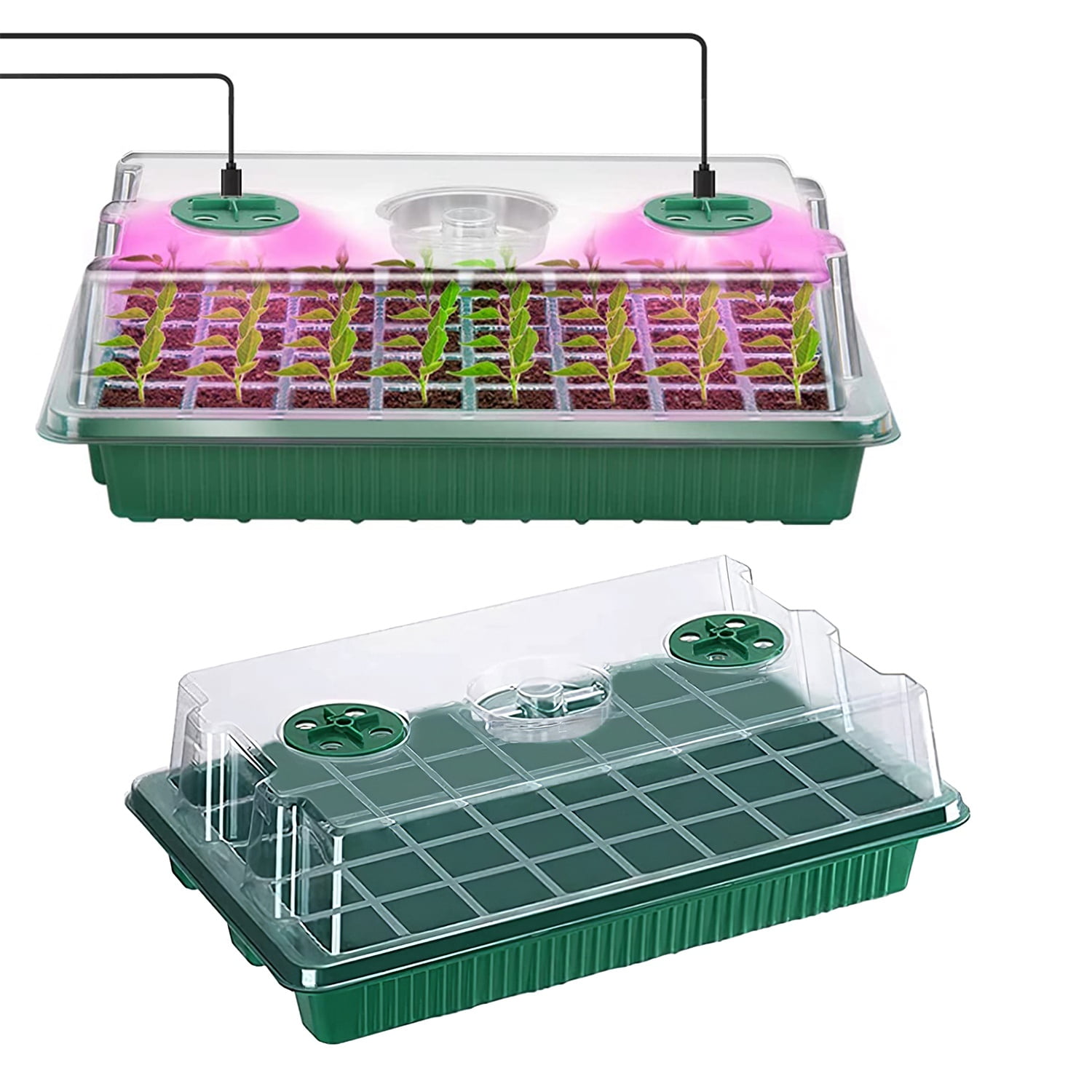 2Pcs 40 Cells Seed Starter Tray Plant Grow Light Moclever Brightness ...