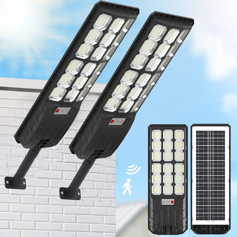 2Pcs 4000W Commercial Solar Street Lights Outdoor Dusk to Dawn Super ...