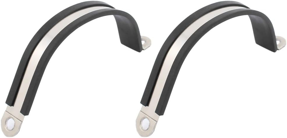 2Pcs 40mm Dia Rubber Lined R Shaped Stainless Steel Tube Pipe Clips ...