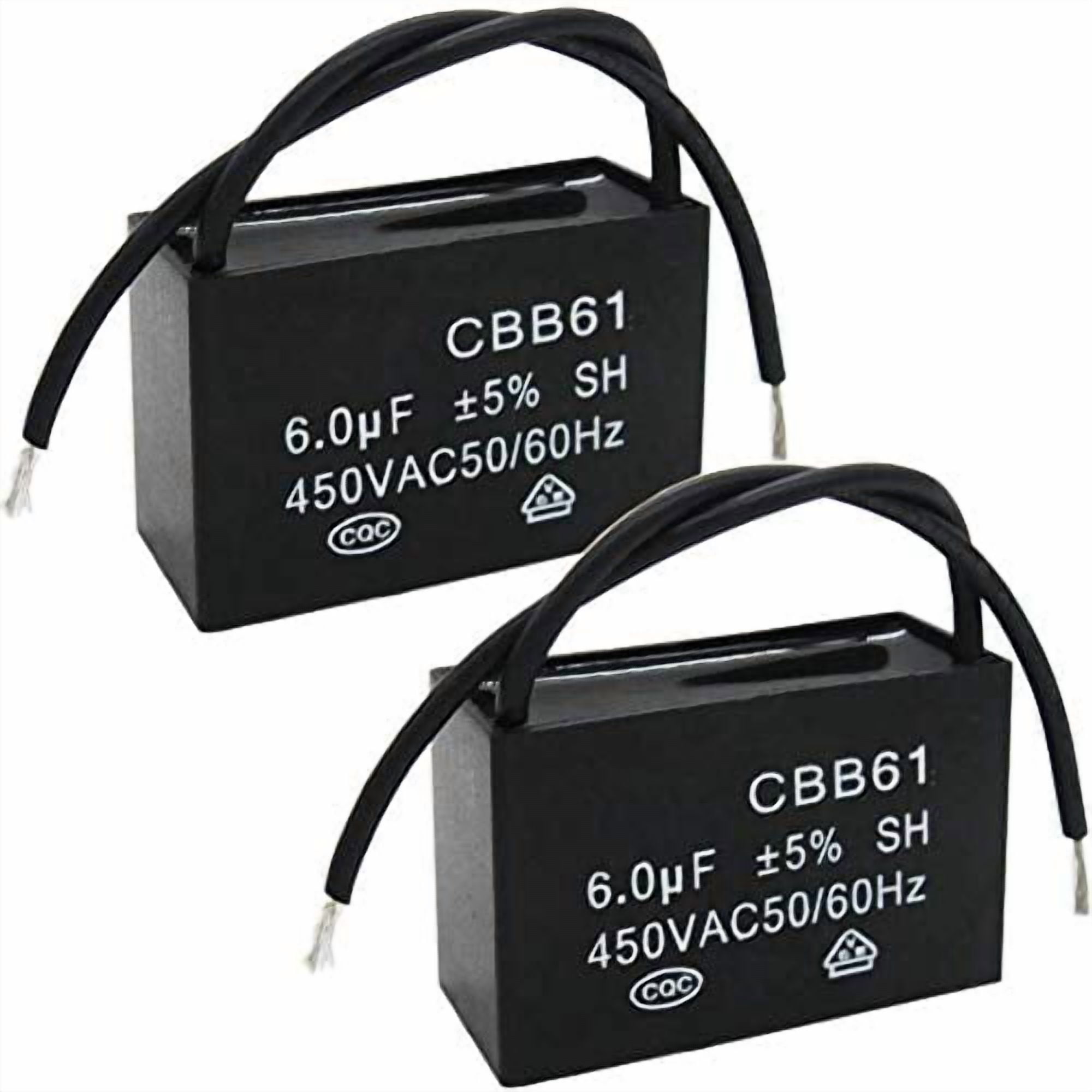 /2Pcs 450V AC 50/60Hz Run Capacitor 2-Wire Metallized Polypropylene ...