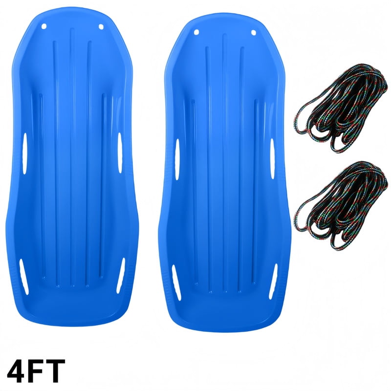 2Pcs 4FT Blue Polar Glide Snow Sled, Dual-Rider Sport Toboggan with ...