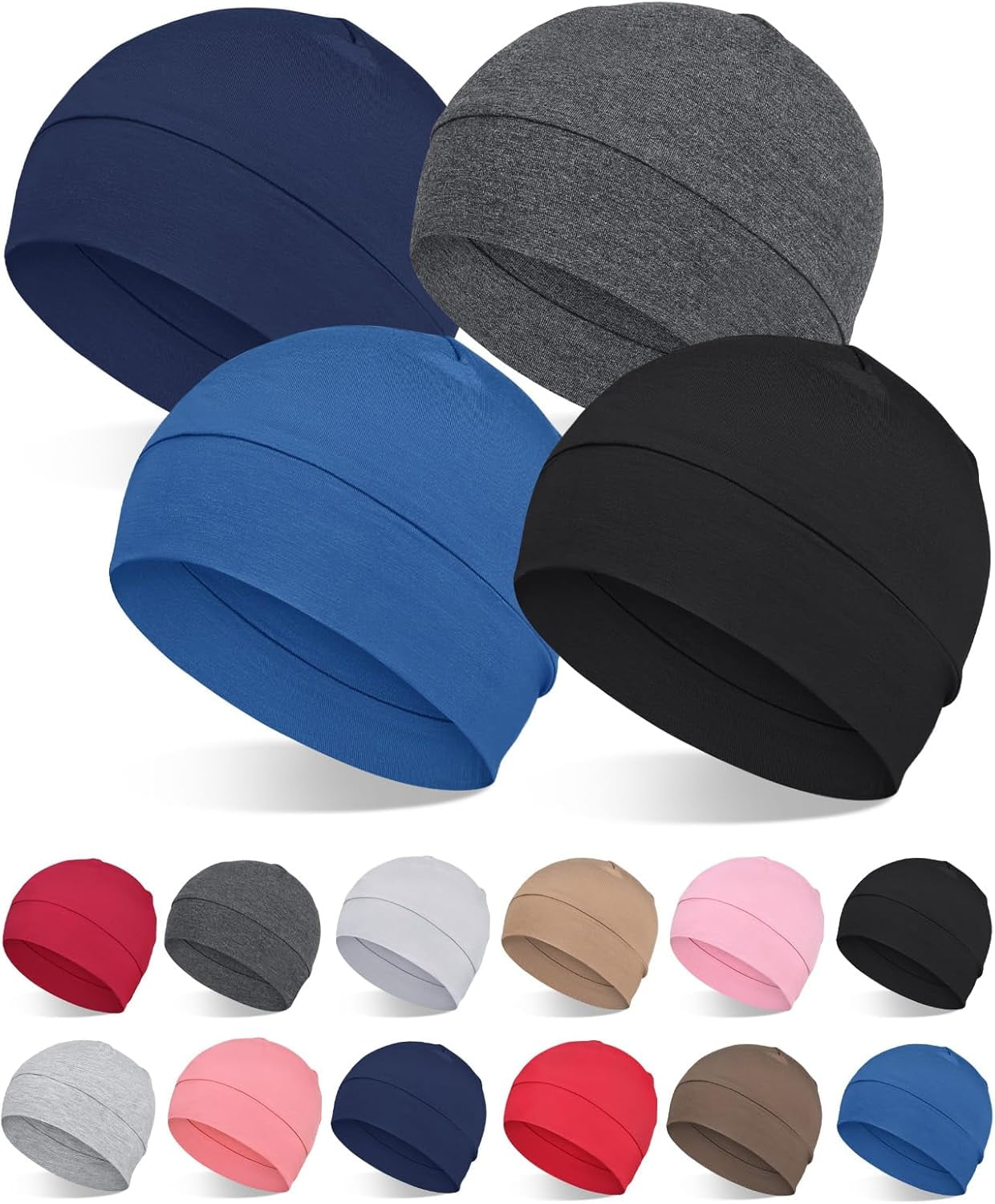 2Pcs/4Pcs Bamboo Viscose Beanies for Men Women Helmet Liner Lightweight ...