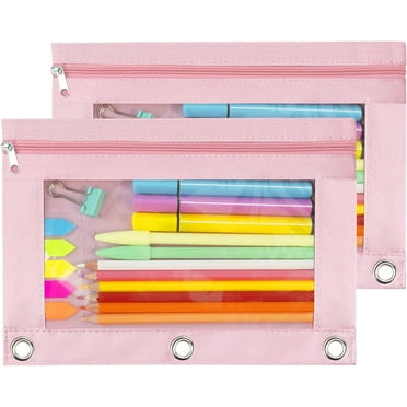 2PCS Pencil Pouch 3 Ring, Zipper Pencil Pouches Case Binder Cosmetic ...