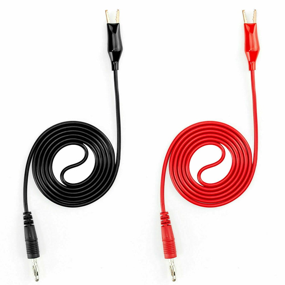 2Pcs 4mm Banana Test Leads with Clip Connectors for Electronics Lab ...