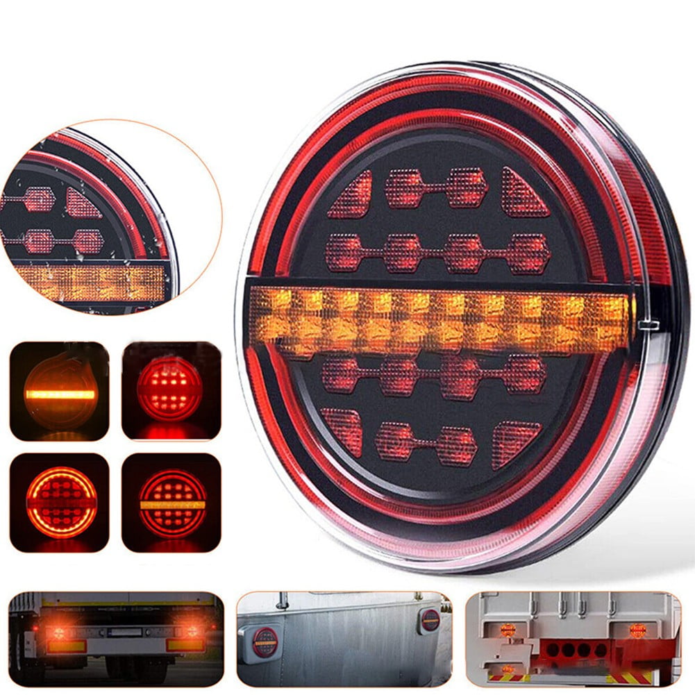 2Pcs 5.3\" Amber Round LED Trailer Light With Brake Light DRL Amber ...