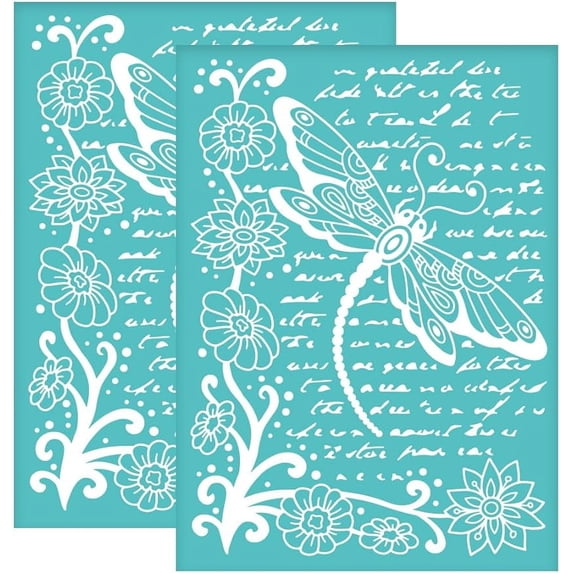 2Pcs 5.5x7.7 Inch Dragonfly Writting Self-Adhesive Silk Screen Printing ...